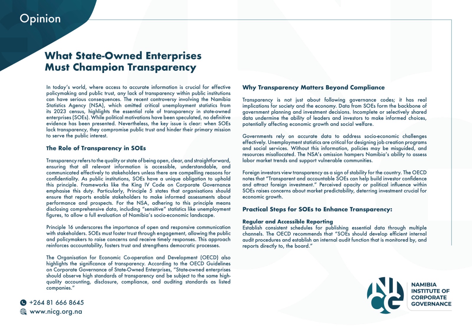 What State-Owned Enterprises Must Champion Transparency - Namibia ...
